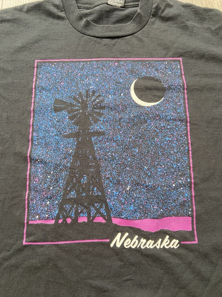 Vintage 80s 90s Nebraska Windmill Night Sky T-Shirt XL Screen Stars USA ...