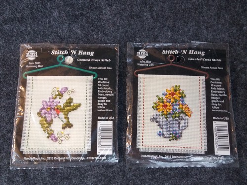 Needle Magic Stitch N Hang Counted Cross Stitch Kit Hummingbird Flowers ...