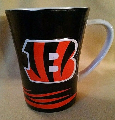 CINCINNATI BENGALS MUG TAPERED WHITE INTERIOR BLACK ORANGE TIGER STRIPE ...