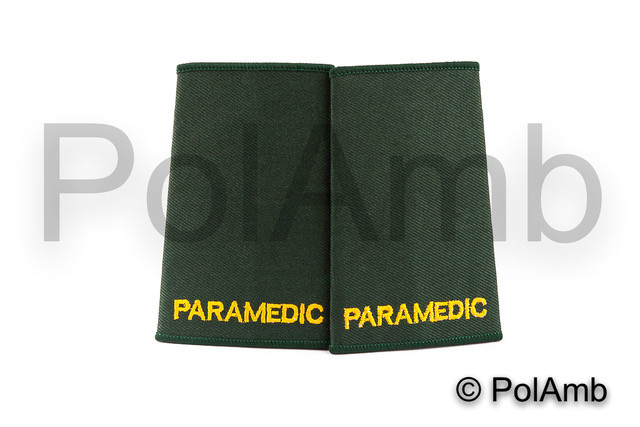 PARAMEDIC Slider Epaulettes (Bottle Green) Medic Ambulance Technician ...