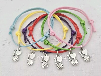 6 I LOVE NETBALL FOOTBALL FRIENDSHIP BRACELETS PARTY BAG GIFT PRIZE ...