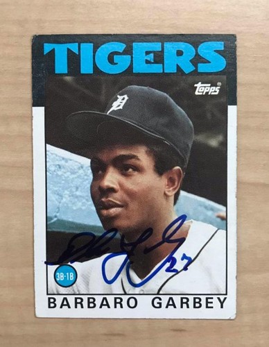 BARBARO GARBEY DETROIT TIGERS SIGNED AUTOGRAPHED 1986 TOPPS CARD #609 W ...