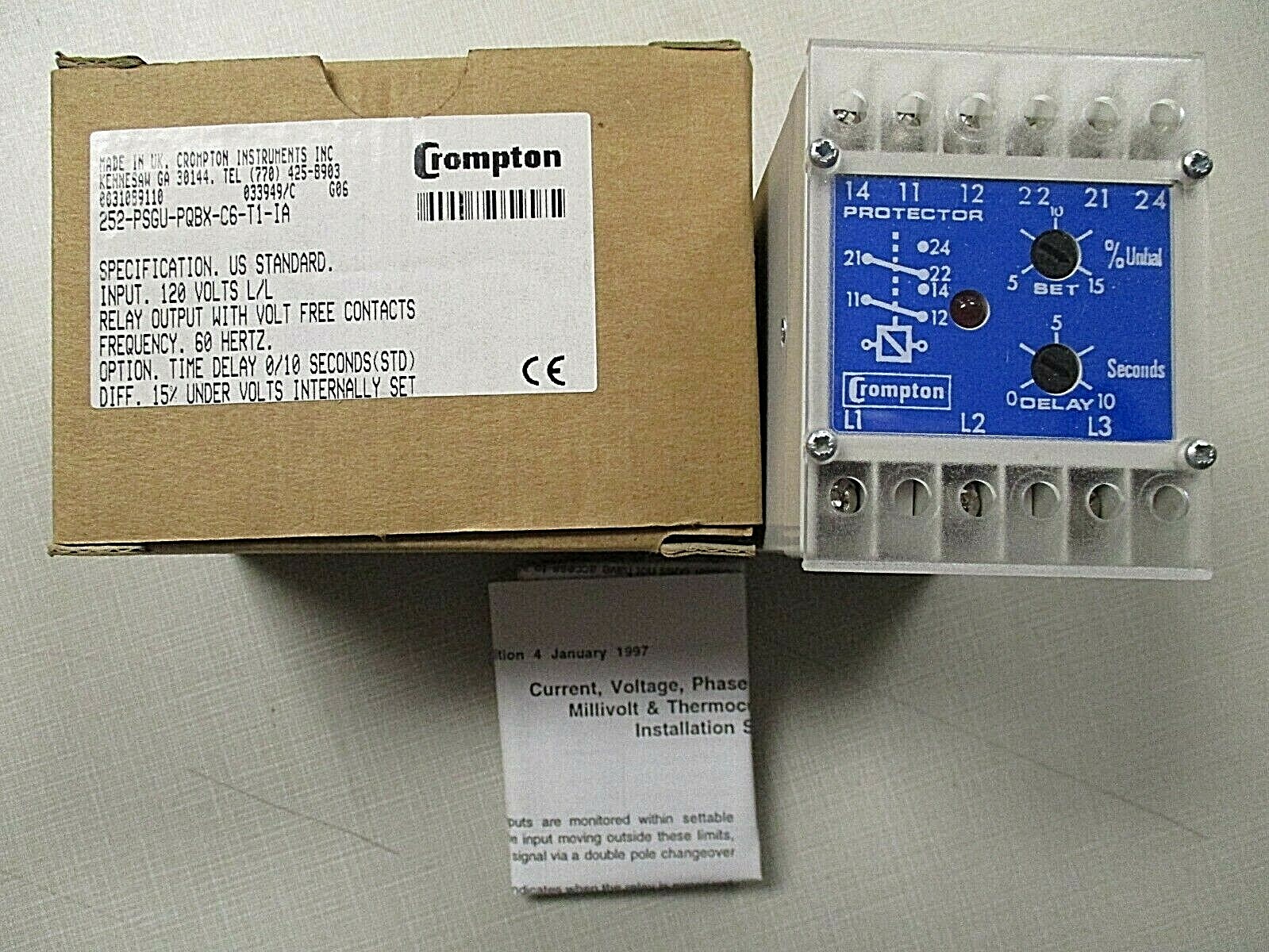 Crompton 252-PSGU-PQBX-C6-T1-IA Protector Trip Relay | eBay
