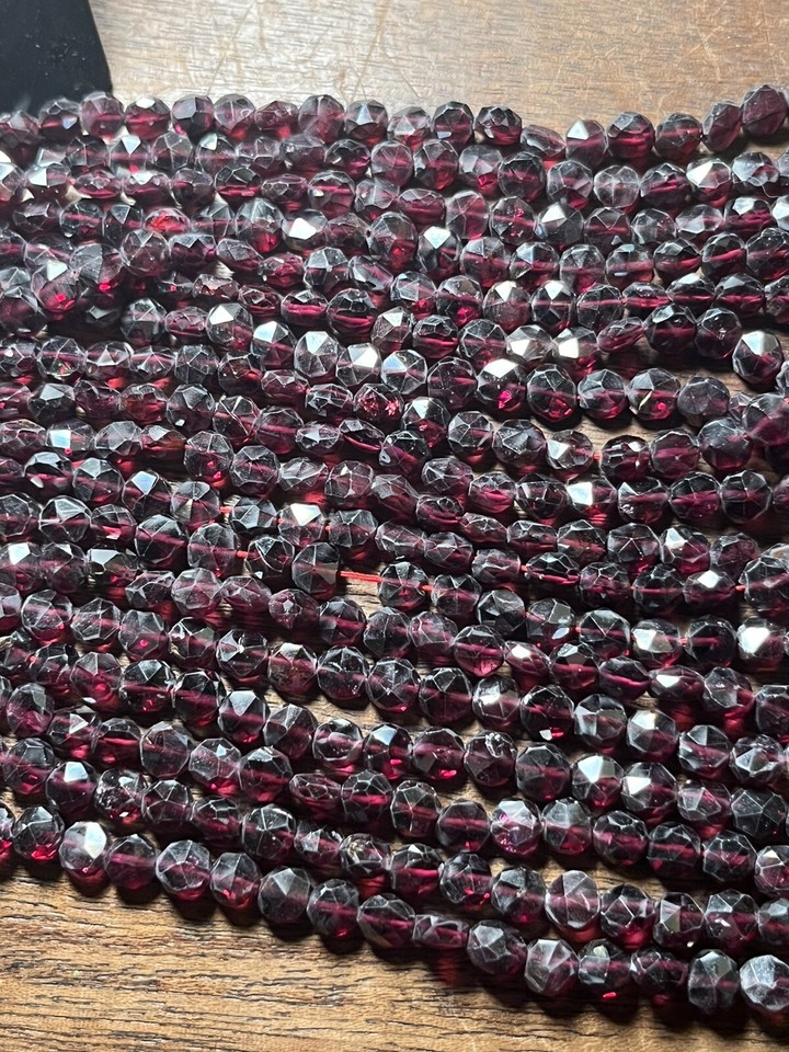 Deep Red Pink 5mm Round Rose Cut Garnet Gemstone Beads 14in Strand | eBay