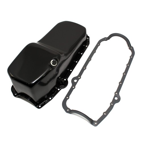 Small Block Chevy 58-79 Stock Cap. 4qt. Black Painted Oil Pan 350 SBC W ...