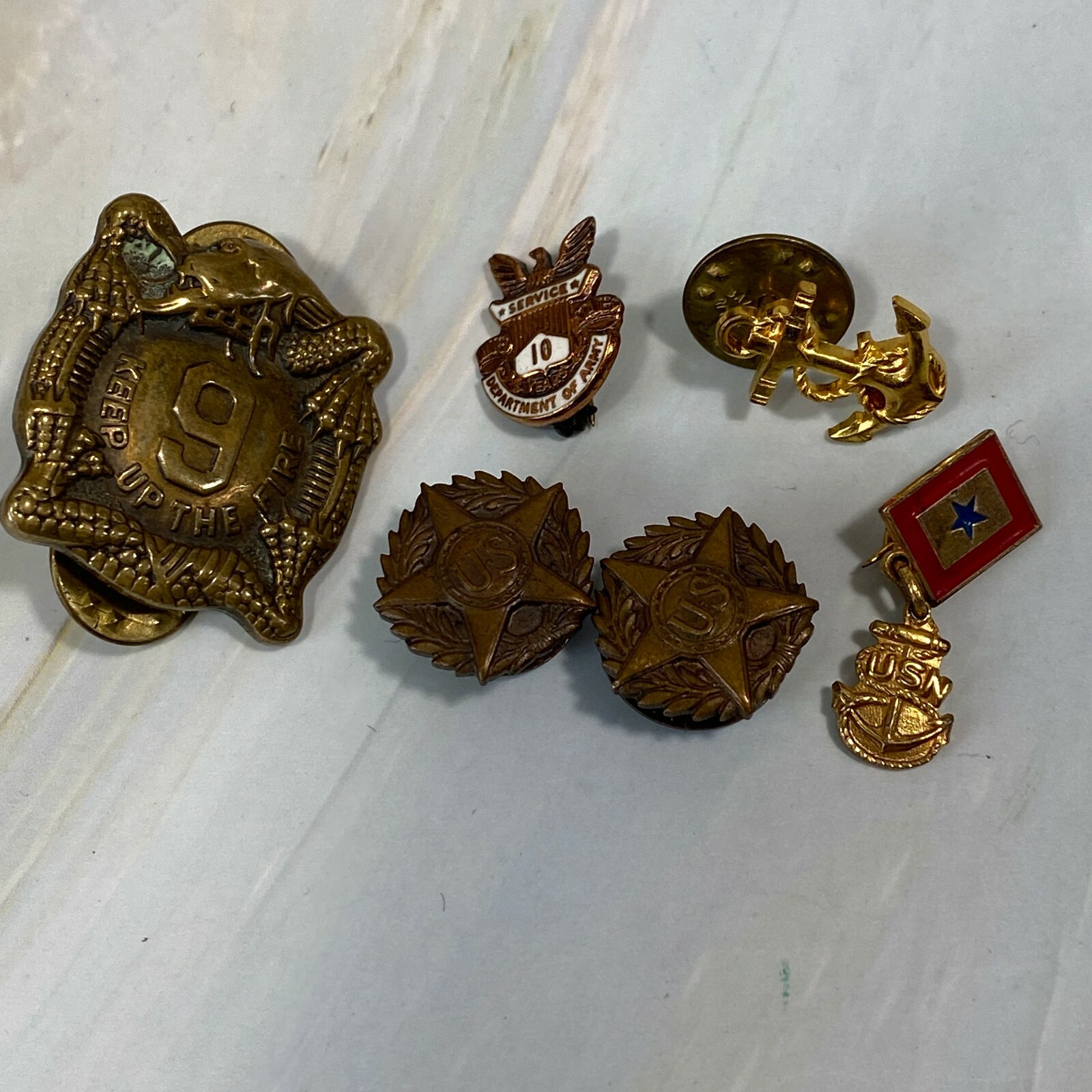 LOT VTG USN Military U S Army Navy Keep Up The Fire Pins Tacks | eBay