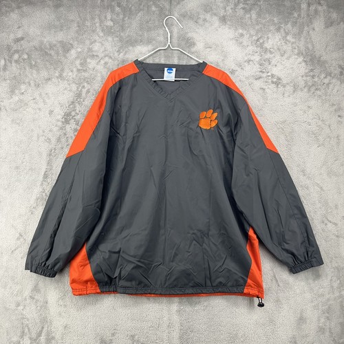 Clemson Tigers Windbreaker Jacket Mens Large Gray V Neck Baseball Cage ...
