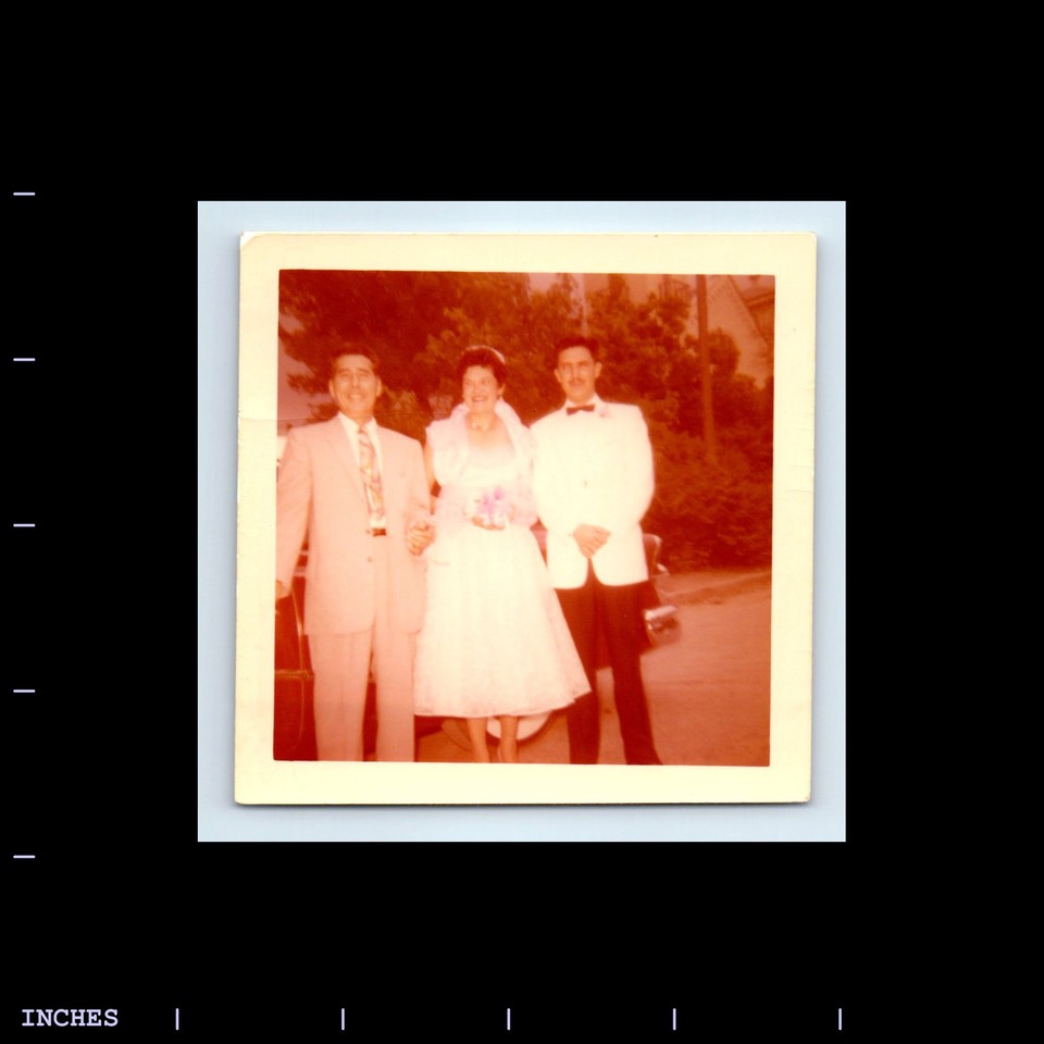 Old Vintage Square Color Photo MEN WOMAN BRIDE GROOM WEDDING DRESS PIC ...