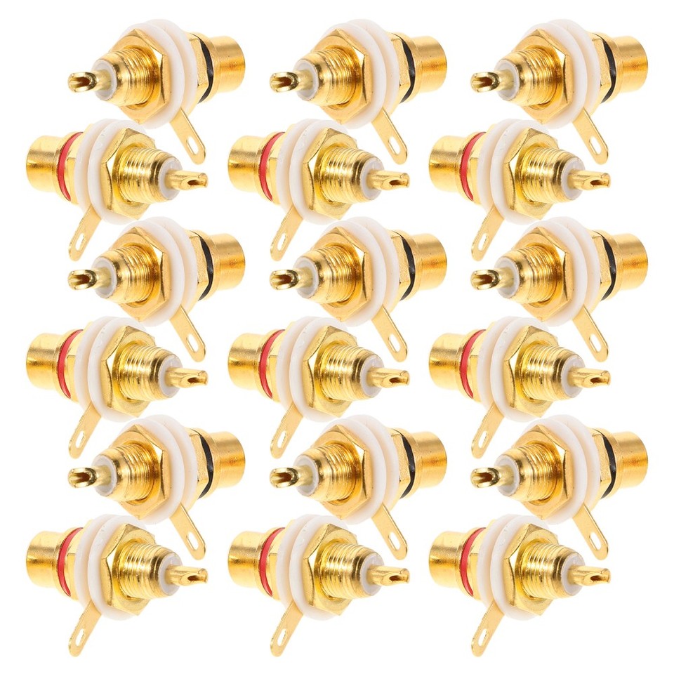 20PCS Speaker Wire Pin Connectors Panel Mount Audio Jack Socket Adapter ...