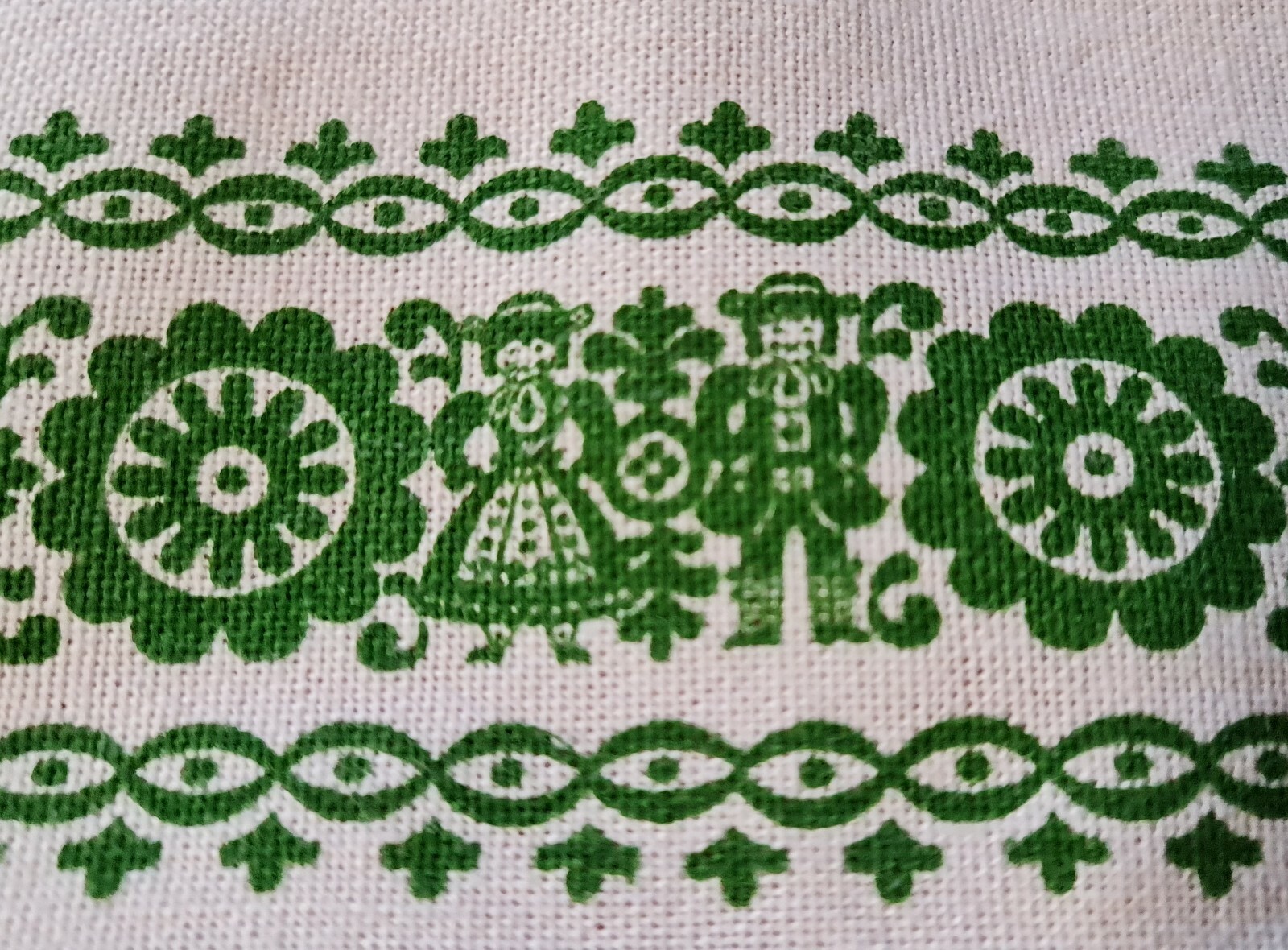 AUSTRIA-VINTAGE KOLF FOLKLORE ART PRINT GREEN COTTON COASTER DOILY SIZE ...