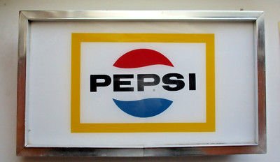 Vintage Pepsi Cola Electric Light Up Glass Cabinet Sign 20"x12" Lighted ...
