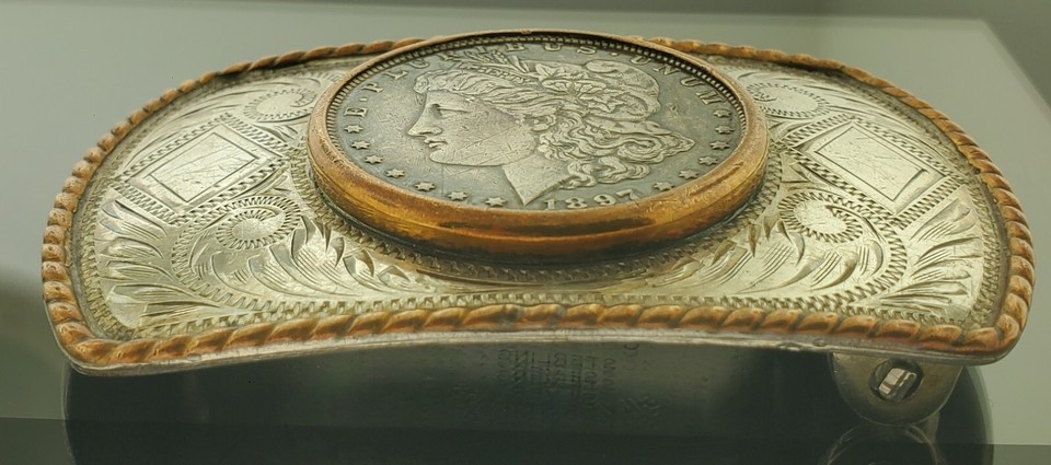 1897 Morgan Silver Dollar COMSTOCK SILVERSMITHS Belt Buckle Sterling ...