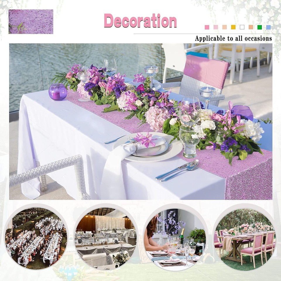 Purple Table Runners 4 Pack 12x72 Inch Sequin Lavender Runner For ...
