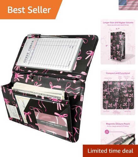 Cute Server Book for Waitress, Waiter Book with Zipper and Magnetic ...