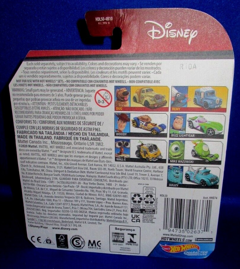DISNEY PIXAR MOVIE REMY HOT WHEELS COLLECTOR CHARACTER CARS, NEW 2021 ...