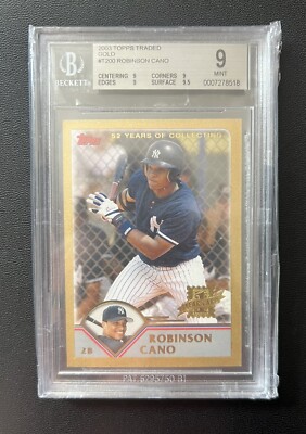 2003 Topps Traded Gold Robinson Cano RC #T200 BGS 9 POP 4 | eBay