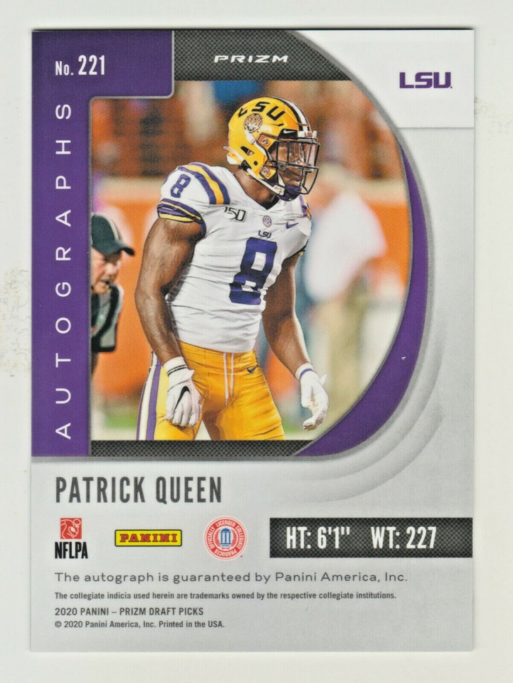 2020 Panini Prizm Draft SILVER AUTOGRAPH PATRICK QUEEN RC Rookie AUTO ...