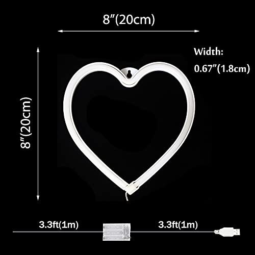 Heart Neon Signs Valentine’s Day Lights, Love LED Signs USB/Battery Red ...