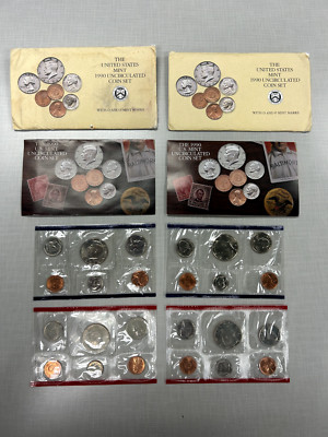 1990 UNITED STATES U S MINT UNCIRCULATED COIN SET OGP Philadelphia and ...