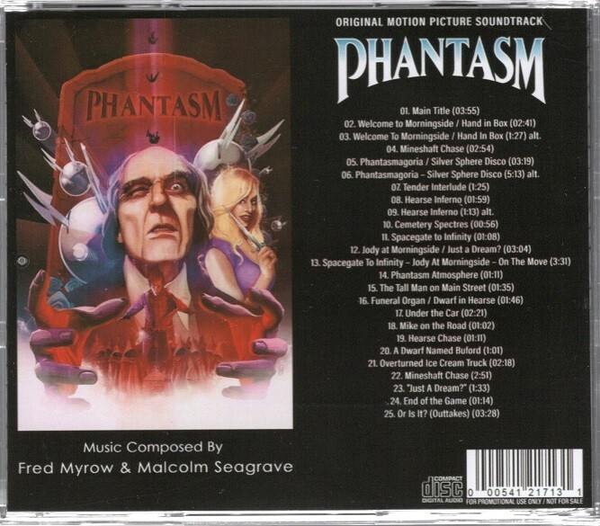 PHANTASM music by Fred Myrow & Malcolm Seagrave, movie score, 25 tracks ...