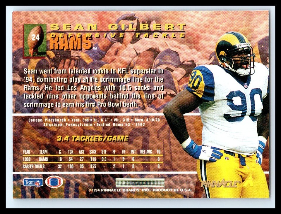 1994 Pinnacle #24 Sean Gilbert MT-NRMT Football Card | eBay