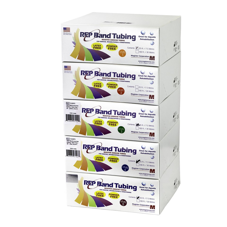 REP Tubing Latex-Free Resistance Exercise Tubing - 25ft - 5 Resistance ...