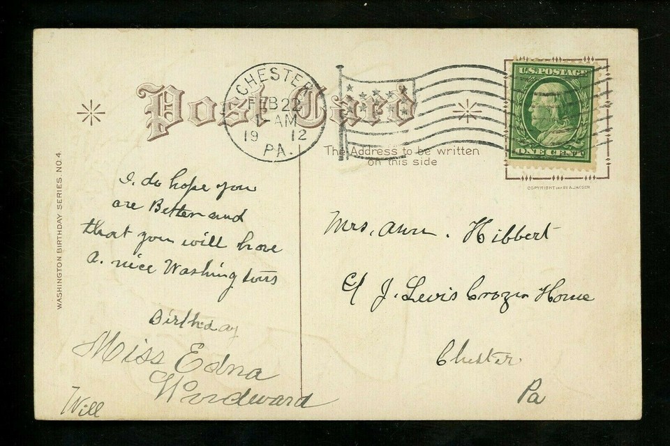 Patriotic Americana Vintage postcard George Washington gold trim ...