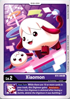 Xiaomon BT4-006 Black Uncommon In-Training (Lv2) Digimon CCG Card NM ...