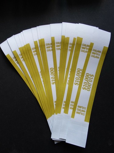 20 - Mustard $10,000 Cash Money Self-Sealing Straps Currency Bands | eBay