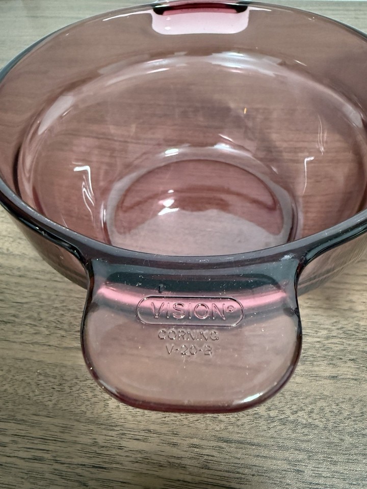 2 Pyrex Vision Corning Ware Cranberry Glass 1.5 L Sauce Pan With Lid | eBay