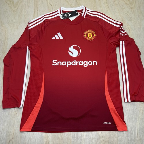 NEW LG Manchester United Adidas 24/25 Long Sleeve Home Jersey Men SLIM ...