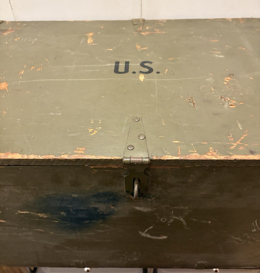 Vintage WW2 Military FOOT LOCKER 1943 Auburn Academy Wood Trunk Chest ...