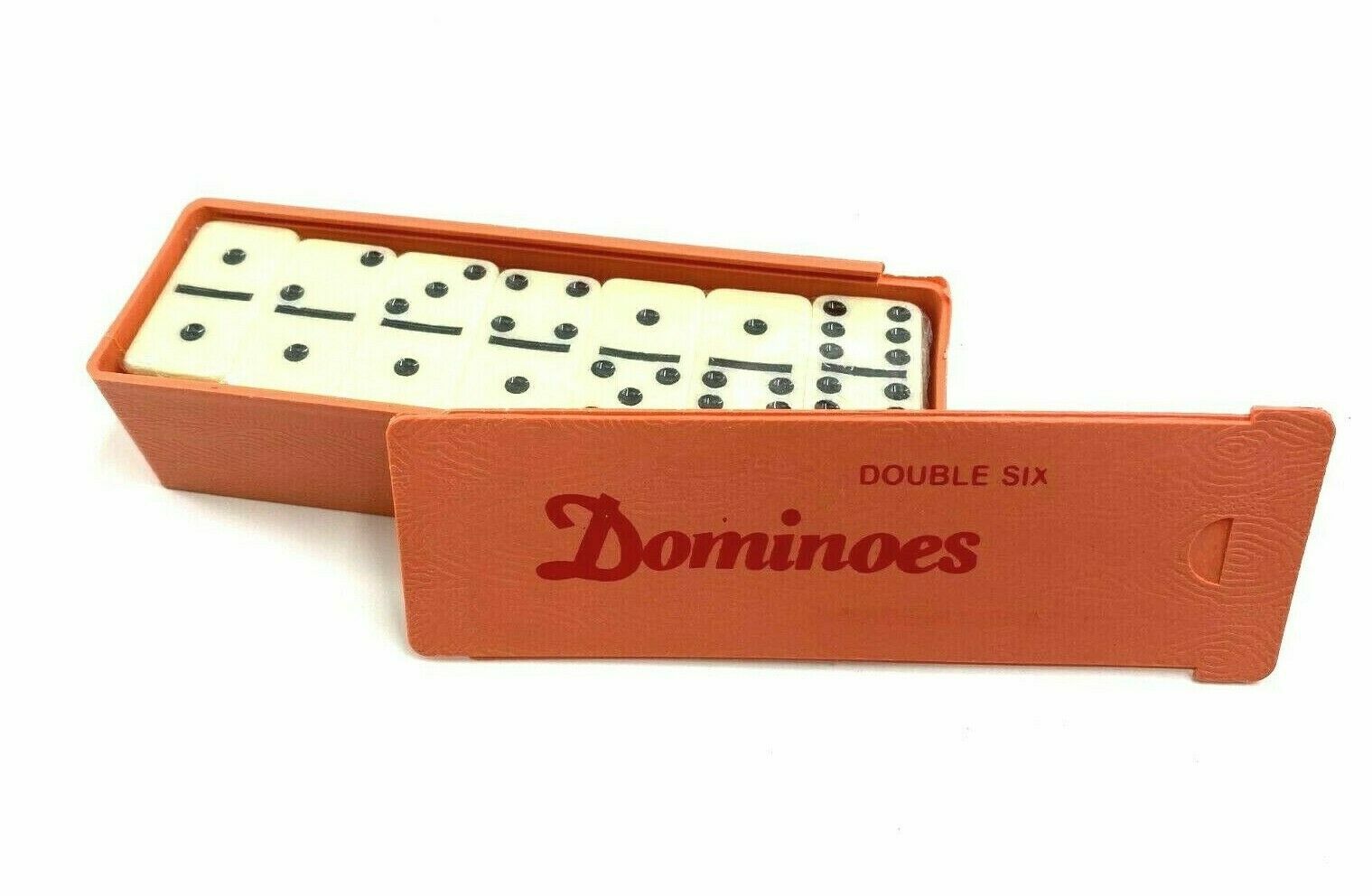 Standard DOMINOES Set of 28 Double Six Domino Tiles With Plastic Case ...