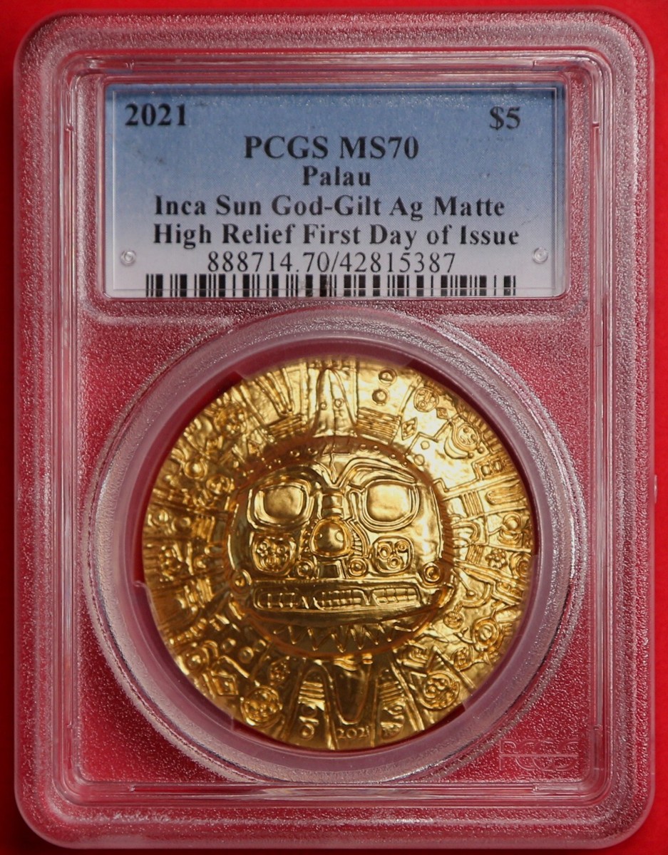 Inca Gold Coins 2021 $5 Inca Sun God 1oz Silver Gilded Coin | Direct