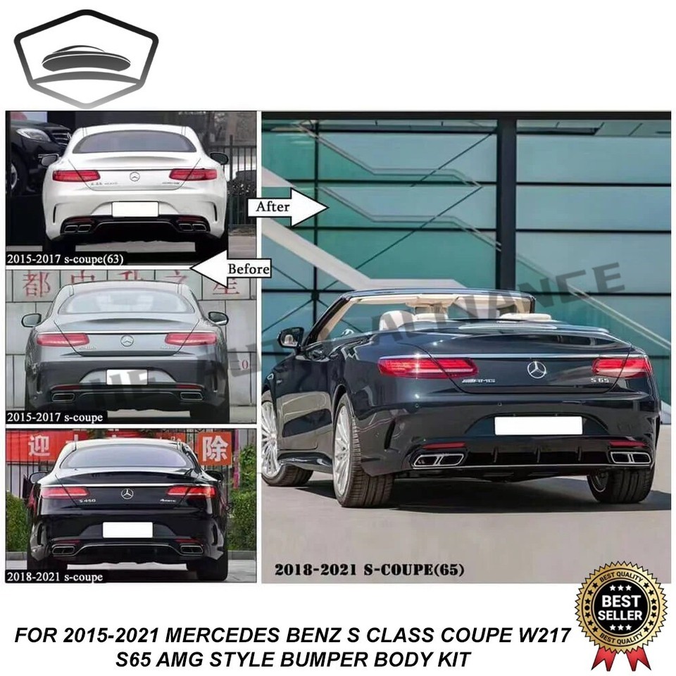For 2015-2021 Mercedes Benz S Class Coupe W217 S65 AMG Style Bumper ...