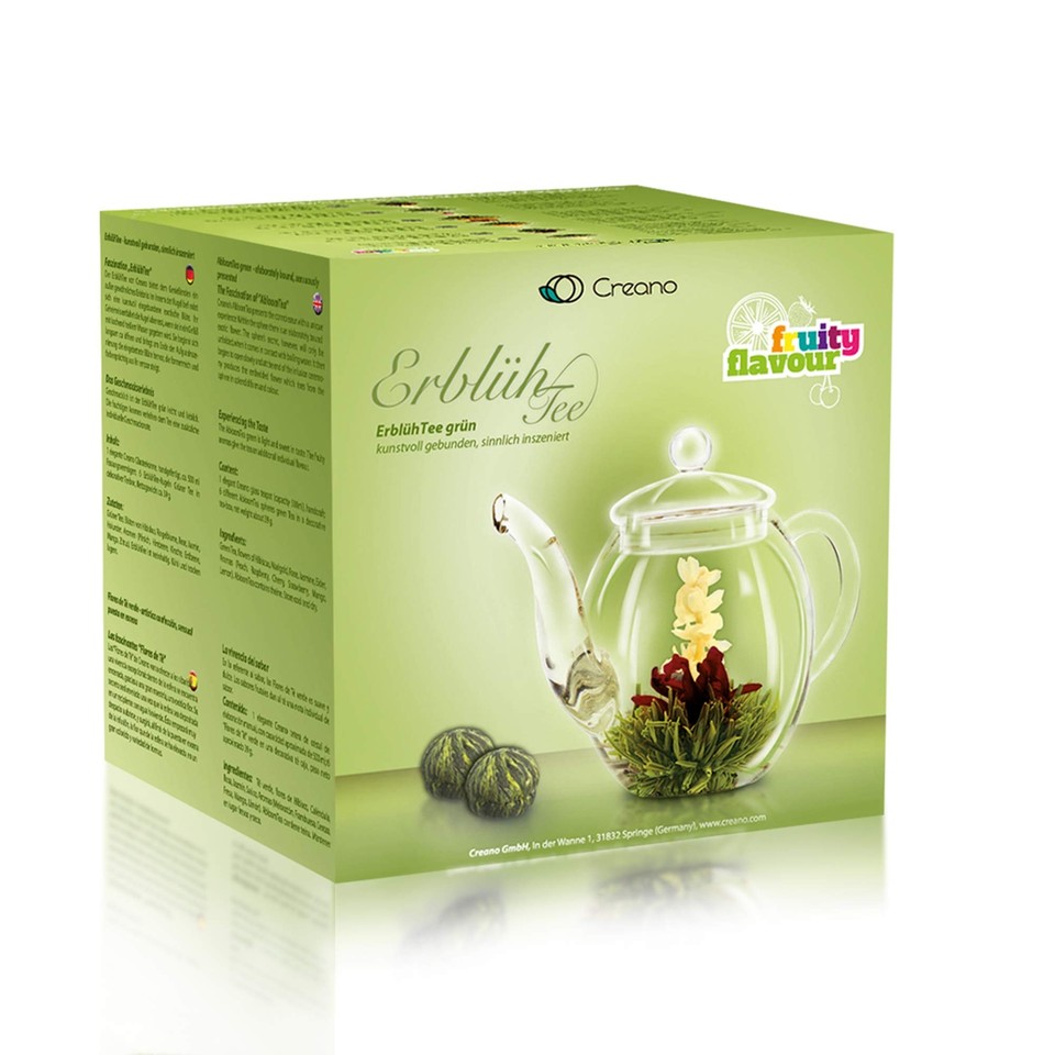 Creano Blooming Tea Gift Set with Glass Teapot 17oz 500ml - Green Tea ...