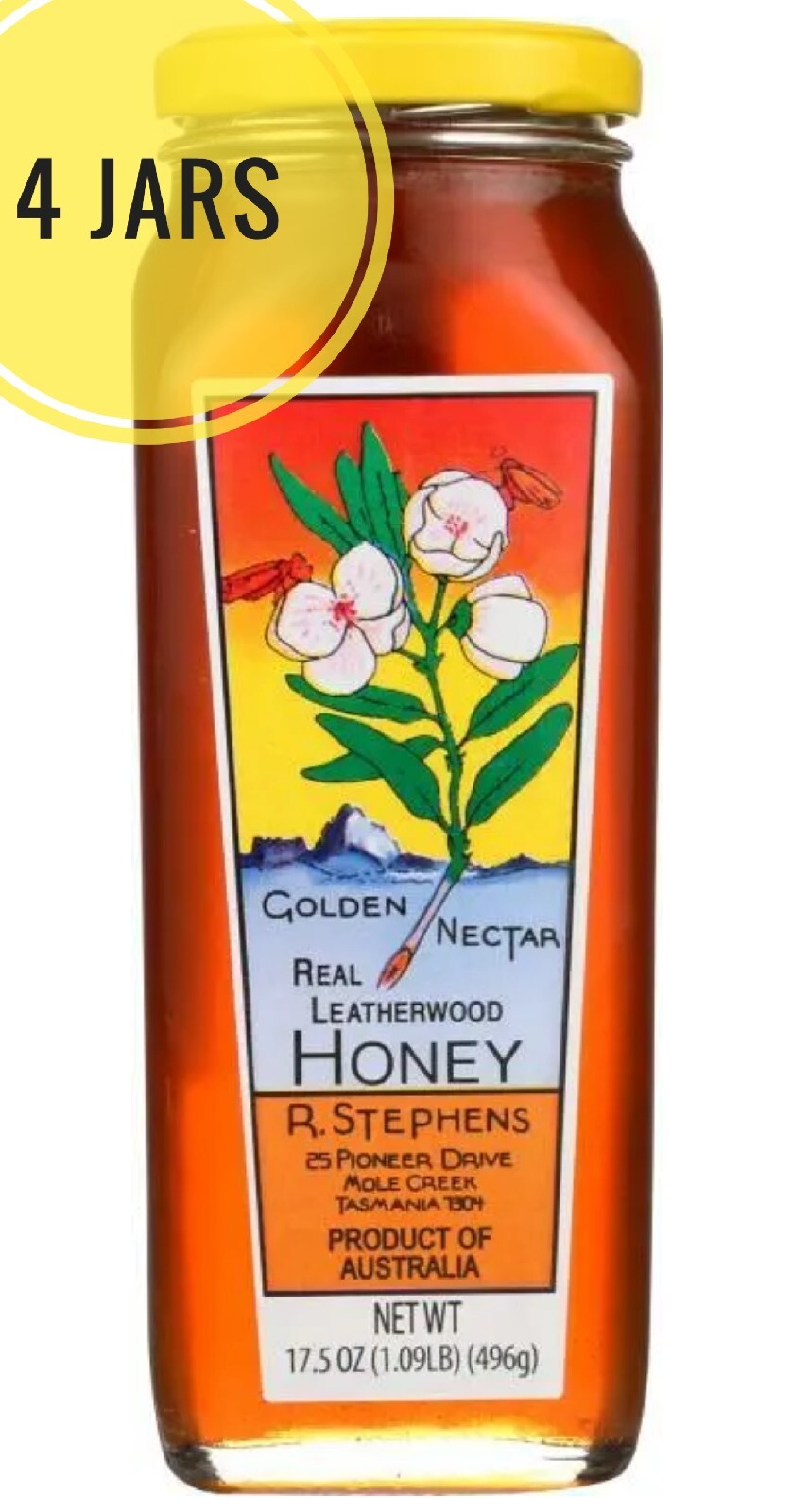 4 Pack Golden Nectar Real Leatherwood Honey R. Stephens Australia | eBay