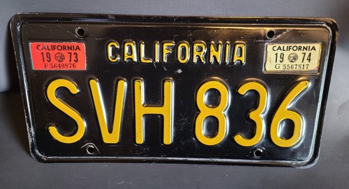1973 1974 CALIFORNIA BLACK LICENSE PLATE SVH 836 | eBay