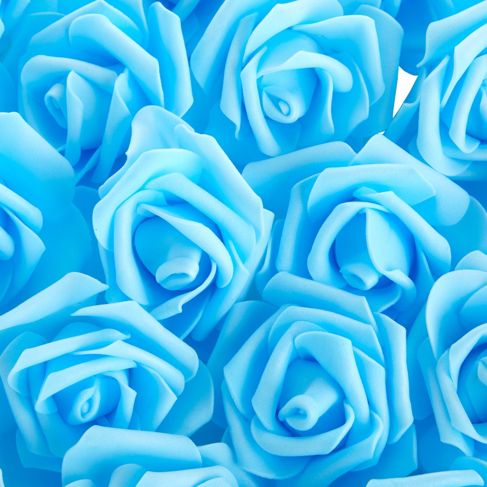 100 Pack Light Blue Artificial Flowers, Bulk Stemless Fake Foam Roses ...