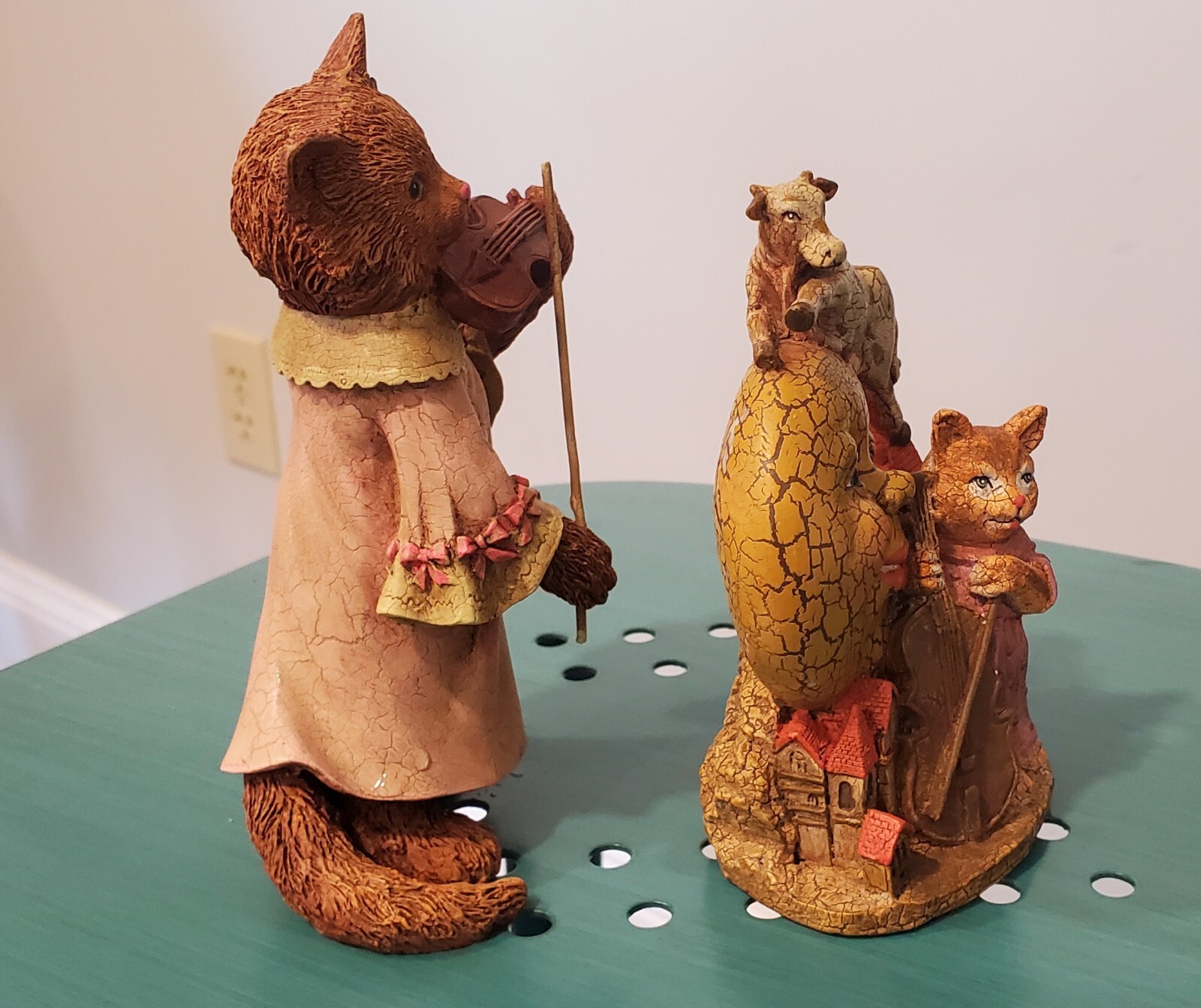 Vtg Cat & Fiddle Resin Figurine - Cow Jumping Moon Face 6” Nursery ...