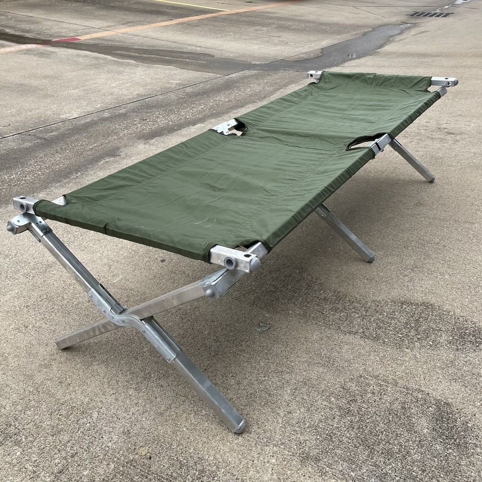 NEW USGI MILITARY CAMPING COT HEAVY DUTY FRAME SLEEPING BED OD GREEN ...