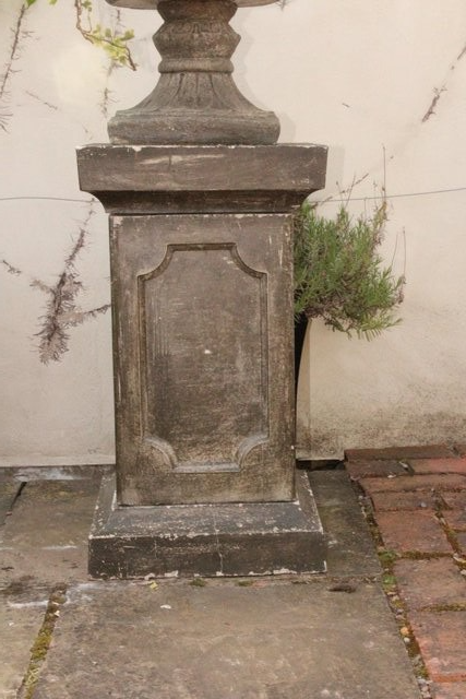 Vintage Urn Column Planter on Plinth Cast Stone Garden Ornament Antique ...