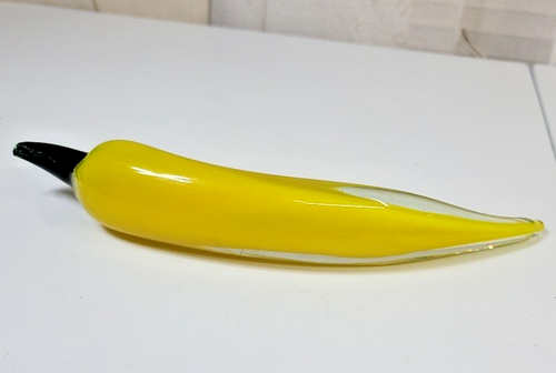 Yellow Chili Pepper Art Glass Hand Blown Vegetable Fruit 9” See Pics | eBay