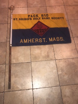 BSA Cub Boy Scouts Stitched FLAG Amherst Mass Pack 510 Pole & Finial | eBay