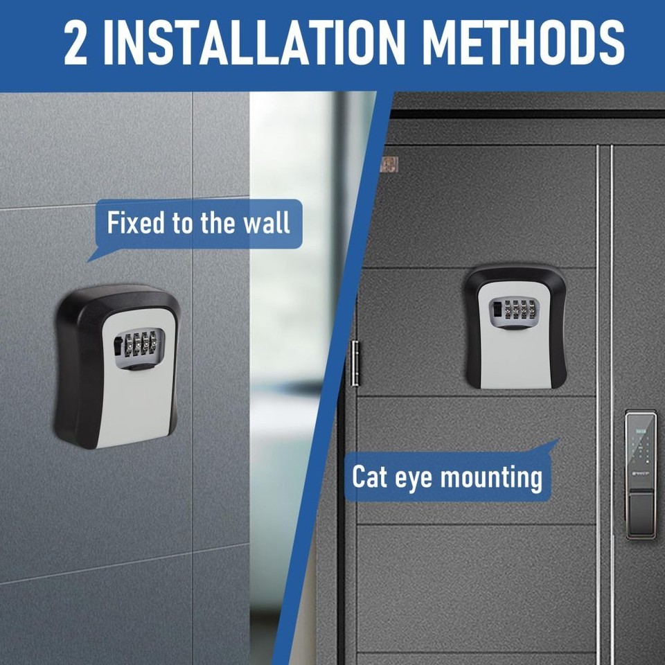 Wall Mounted Key Safe - 4 Digits Combination Key Safe Outdoor Key Lock ...