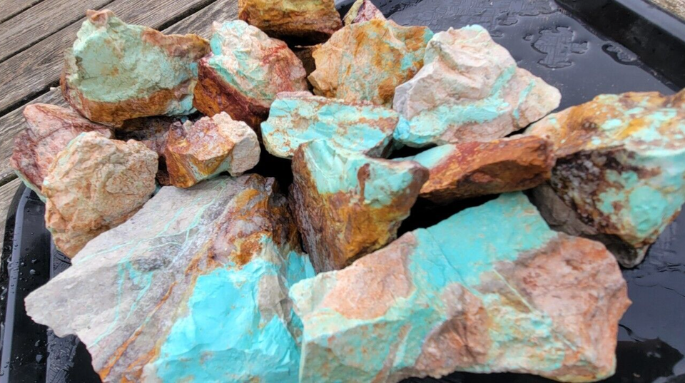 Natural Hard Untreated Tonopah NV Turquoise Royston Ribbon Rough - Half ...