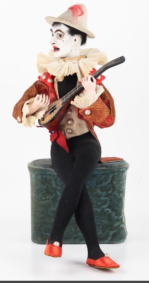 ANTQUE FRENCH AUTOMATON DOLL LAMBERT MANDOLIN PLAYER JESTER AUTOMATE ...