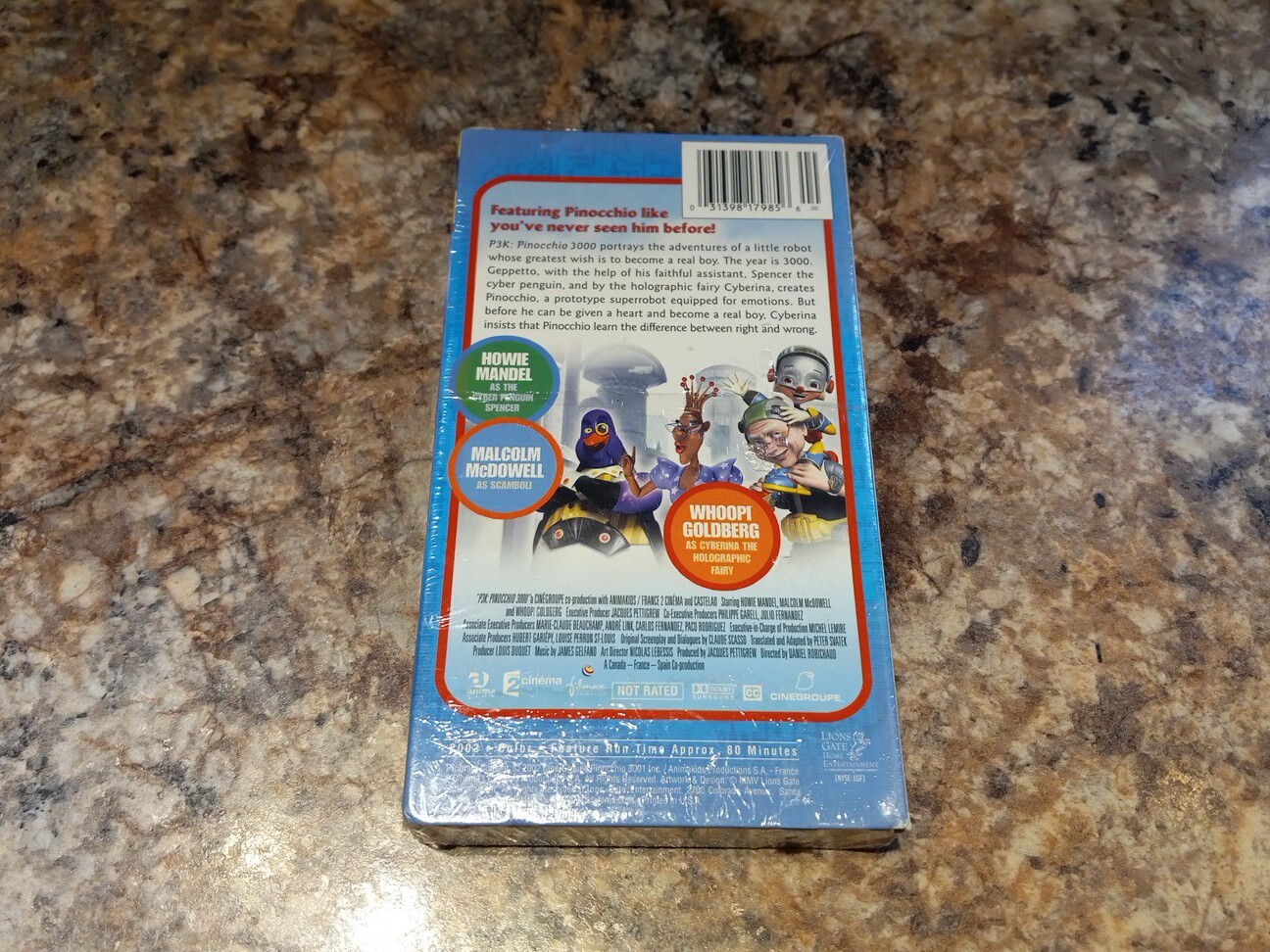 Pinocchio 3000 VHS 2005 Malcolm McDowell Howie Mandel Whoopi Goldber ...