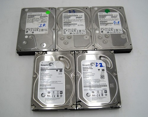 LOT of 5 Mixed Brands Hitachi Seagate 2TB SATA 3.5" Internal Hard Drive ...