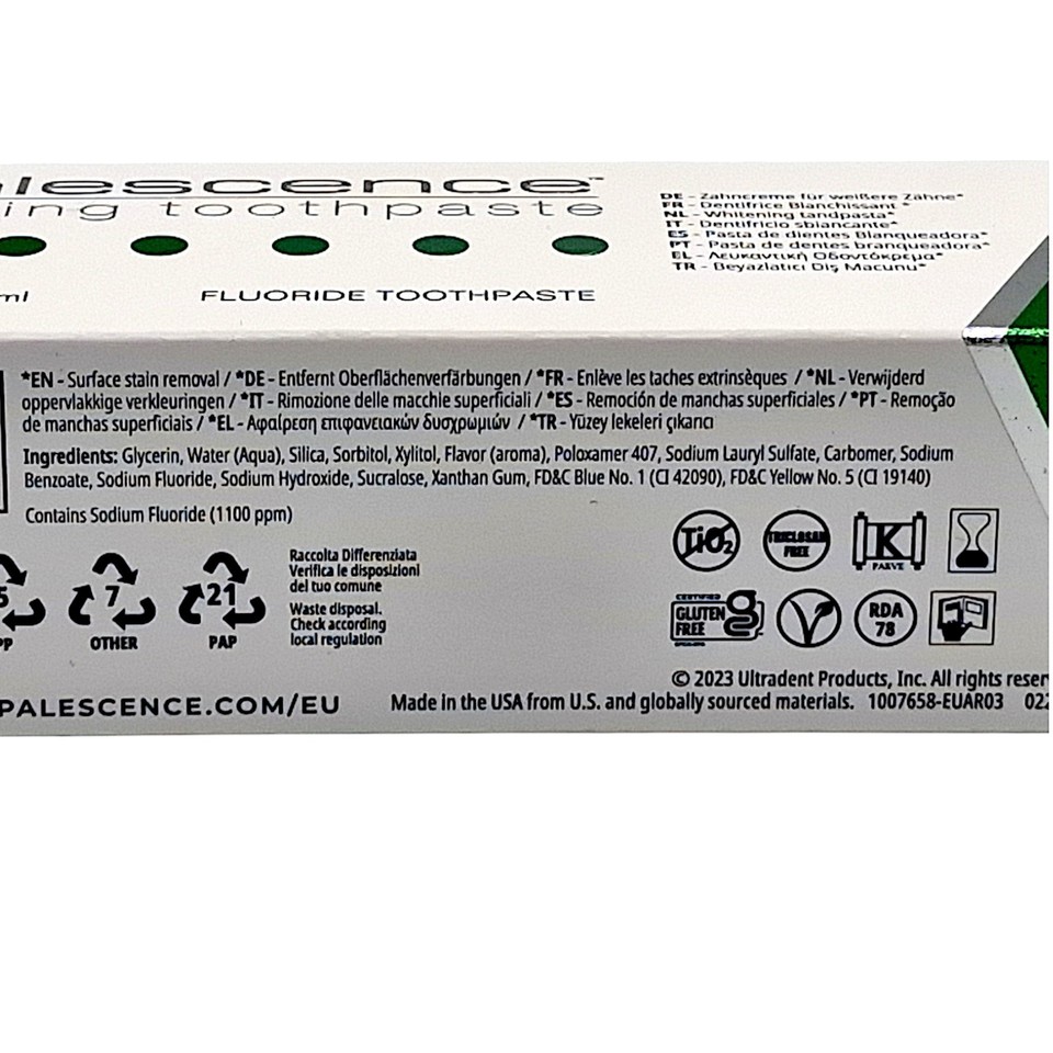 12x ULTRADENT OPALESCENCE Whitening Toothpaste Zahncreme Cool Mint ...